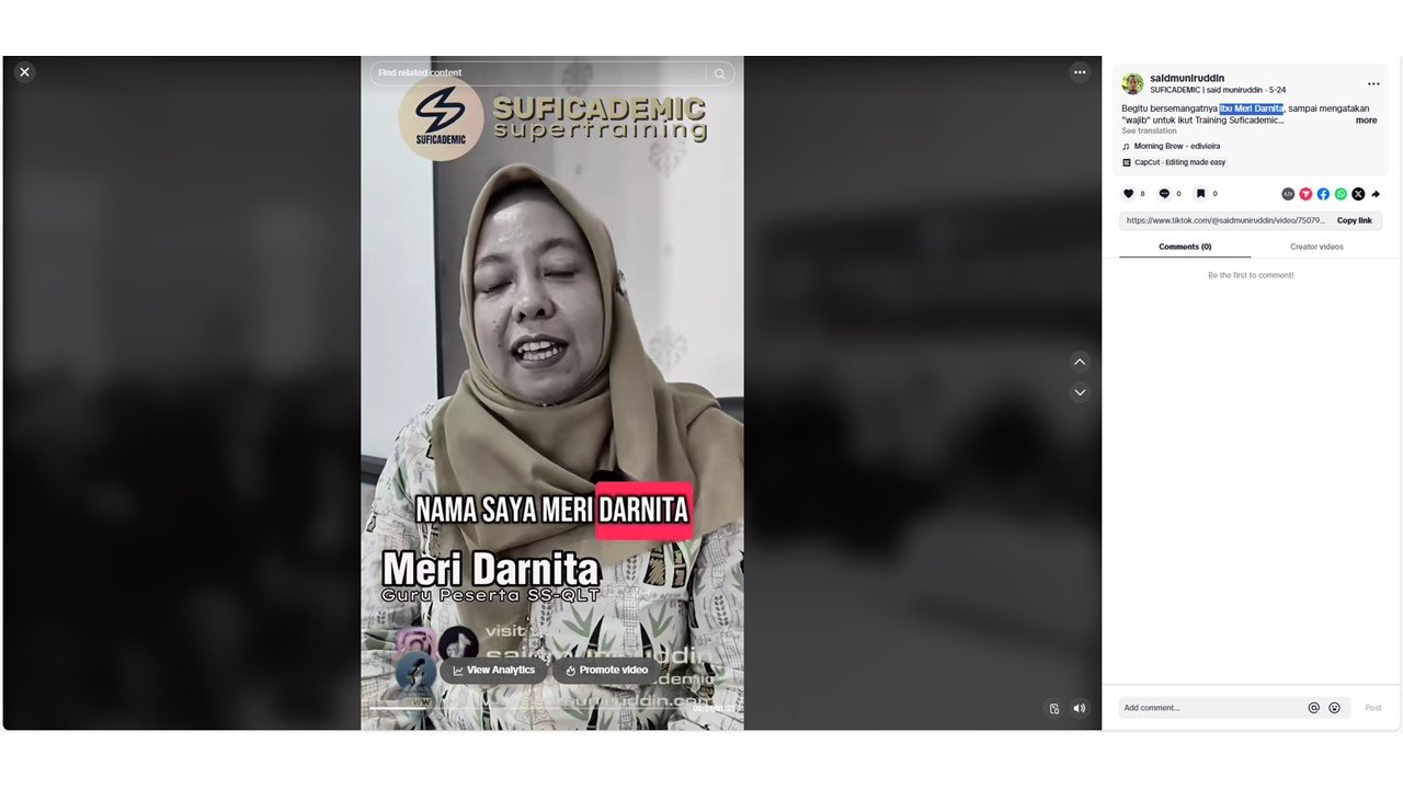Ibu Meri Darnita dan Training Suficademic – SAID MUNIRUDDIN